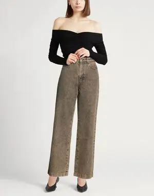 MOORER Wide-leg Jeans With High Waist And Colored Wash