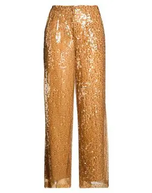 SOLOTRE Camel Polyester Wide-leg Pants With Sequins