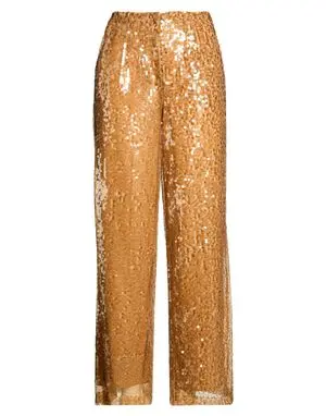 SOLOTRE Camel Polyester Wide-leg Pants With Sequins