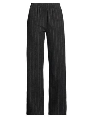 ALYSI Virgin Wool Pinstriped Wide-leg Pants - Charcoal