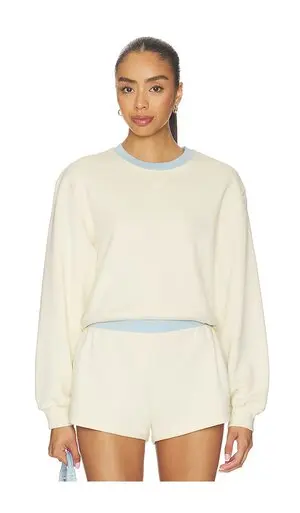 FRAME X Alexandra Leclerc The Monte Carlo Sweatshirt In Cream - Cream Multi