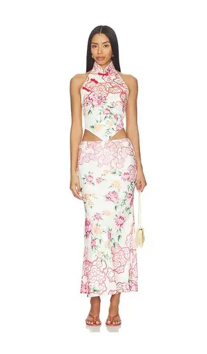 SAU LEE Fiora Halter Top With Floral Print