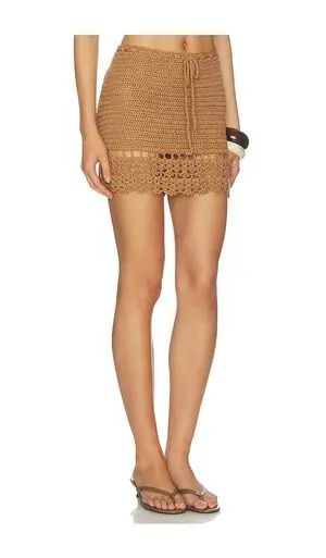 MORE TO COME Elliana Crochet Mini Skirt - Tan