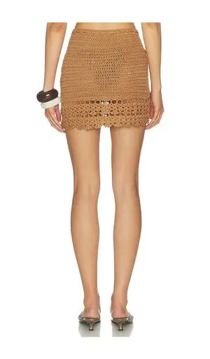 MORE TO COME Elliana Crochet Mini Skirt - Tan