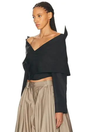 Balenciaga Off The Shoulder Shirt With Attached Waist Tie