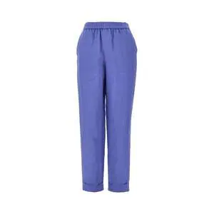 Emporio Armani Linen Pants With Elasticated Waist - Blue
