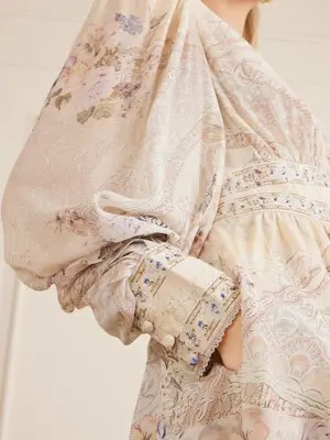 Camilla Printed Embellished Silk-chiffon Midi Dress