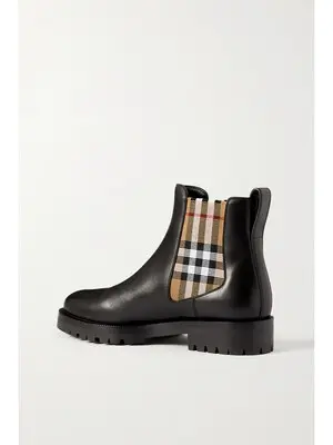 Burberry Leather Chelsea Boots With Checked Elastic Inserts