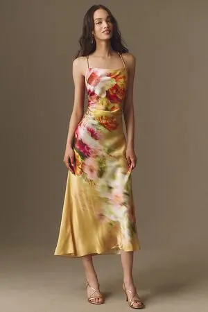 Bhldn Slip Midi Dress In Floral Print