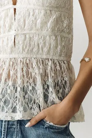 Anthropologie Lace Plunge Halter Top