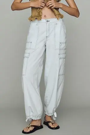 Anthropologie High-rise Wide-leg Cargo Pants - Skywriting
