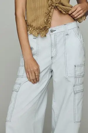 Anthropologie High-rise Wide-leg Cargo Pants - Skywriting