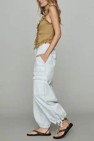 Anthropologie High-rise Wide-leg Cargo Pants - Skywriting