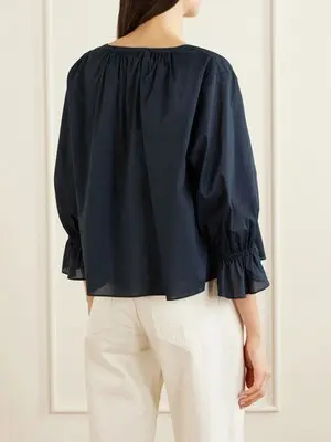 FRAME Poet Cotton Blouse - Blue