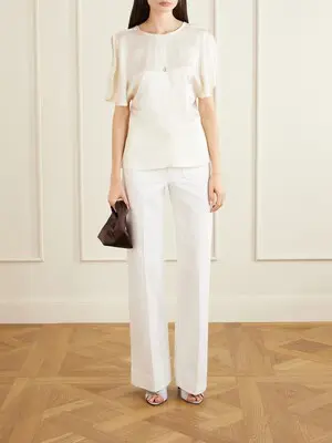 Victoria Beckham Bella Draped Satin Blouse - Neutrals
