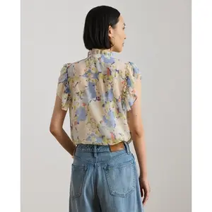 Ralph Lauren Floral Ruffle-trim Georgette Shirt