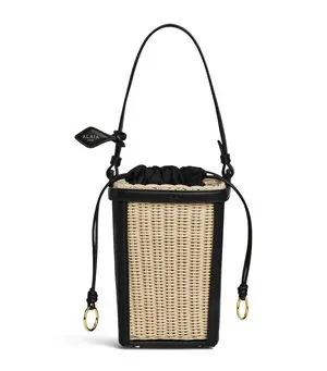 Alaïa Small Wicker Bucket Bag - Black