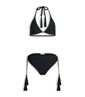 Alaïa Tasseled Triangle Bikini - Black