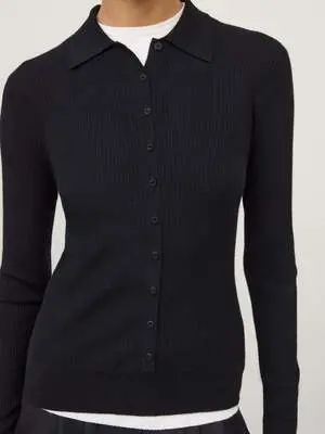 LISA YANG Agata Cardigan Shirt - Black