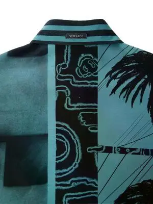 Versace Printed Silk Crêpe-de-chine Regular Shirt - Blue