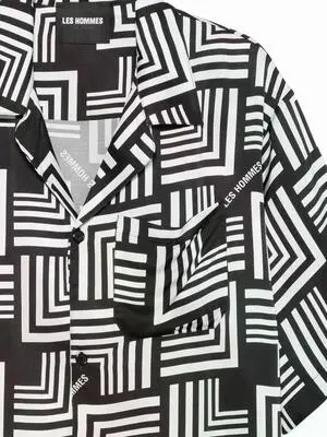 LES HOMMES URBAN Geometric-pattern Logo-print Shirt