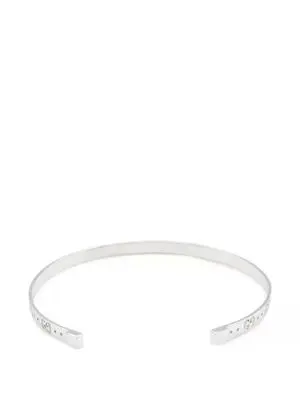 Gucci 18k White Gold Engraved Icon Motif Cuff Bracelet - Silver