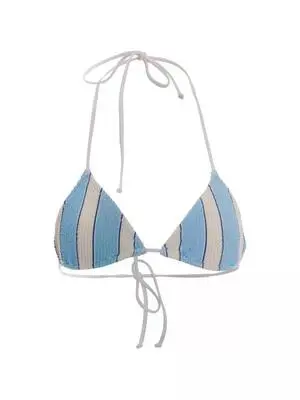 MC2 SAINT BARTH Striped Crinkle Bikini Top