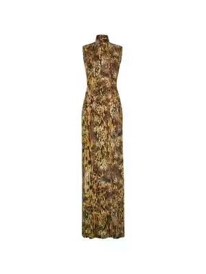 Adam Lippes Abstract Print Silk Maxi Dress - Neutrals