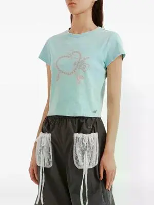 MINI CREAM Ribbed Graphic Print T-shirt - Blue