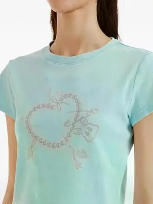 MINI CREAM Ribbed Graphic Print T-shirt - Blue