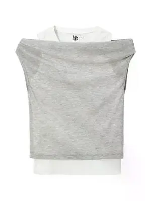 B+AB Layered Off-shoulder Tank Top - Grey