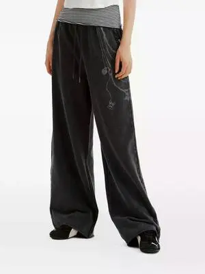 MINI CREAM Graphic Print Wide-leg Track Pants