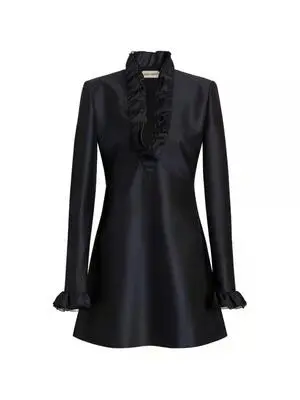 Alberta Ferretti V-neck Ruffled Dress