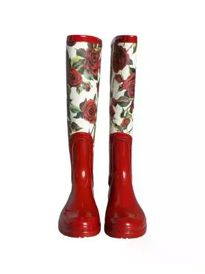 Dolce & Gabbana Floral Print Knee High Boots