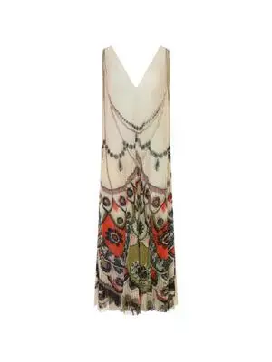 La DoubleJ Ornamental Print Pleated Maxi Dress
