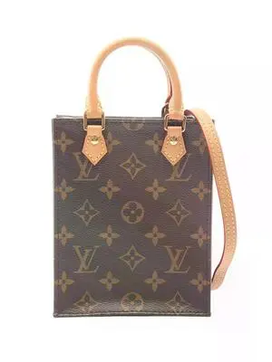 LOUIS VUITTON Monogram Petit Sac Plat Satchel - Brown
