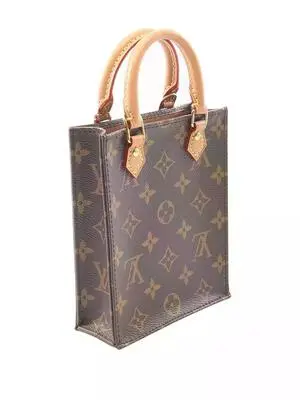 LOUIS VUITTON Monogram Petit Sac Plat Satchel - Brown