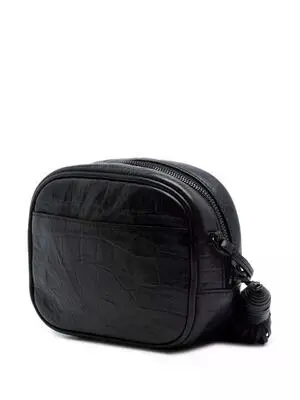 Saint Laurent Mini Croc Embossed Leather Camera Bag - Black