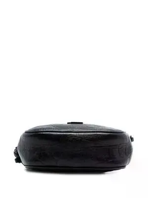 Saint Laurent Mini Croc Embossed Leather Camera Bag - Black