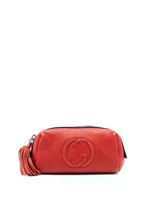 Gucci Soho Cosmetic Pouch In Pebbled Calfskin - Red