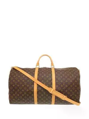 LOUIS VUITTON Monogram Keepall Bandouliere 60 Travel Bag - Brown