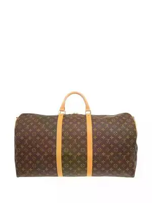 LOUIS VUITTON Monogram Keepall Bandouliere 60 Travel Bag - Brown
