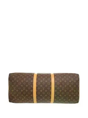 LOUIS VUITTON Monogram Keepall Bandouliere 60 Travel Bag - Brown