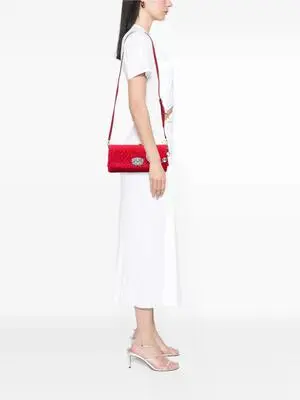 Miu Miu Matelassé Nylon Crystal Chain Satchel - Red