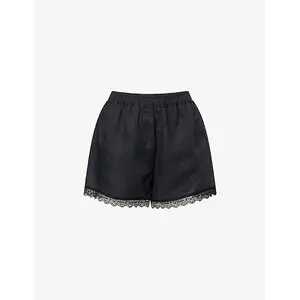 GANNI Lace Hem Linen Shorts