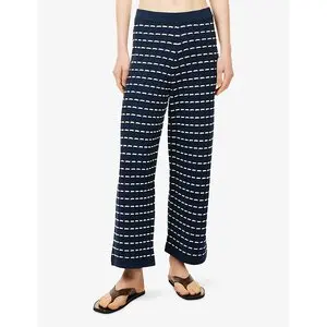 EMELLO Cropped Wide-leg Cotton-knit Trousers