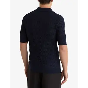REISS Era Short-sleeve Textured-knit Polo