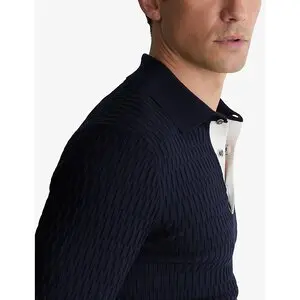 REISS Era Short-sleeve Textured-knit Polo