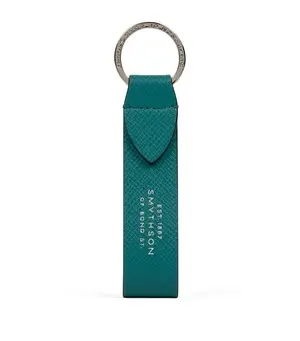 Smythson Panama Leather Keyring - Blue