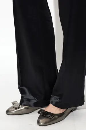 FERRAGAMO Varina Metallic Leather Ballet Flats - Silver